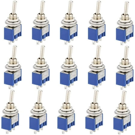 YERDGARY 15 Piece Mini Toggle Switch, AC 125V 6A ON-OFF 3 Pin 2 ...