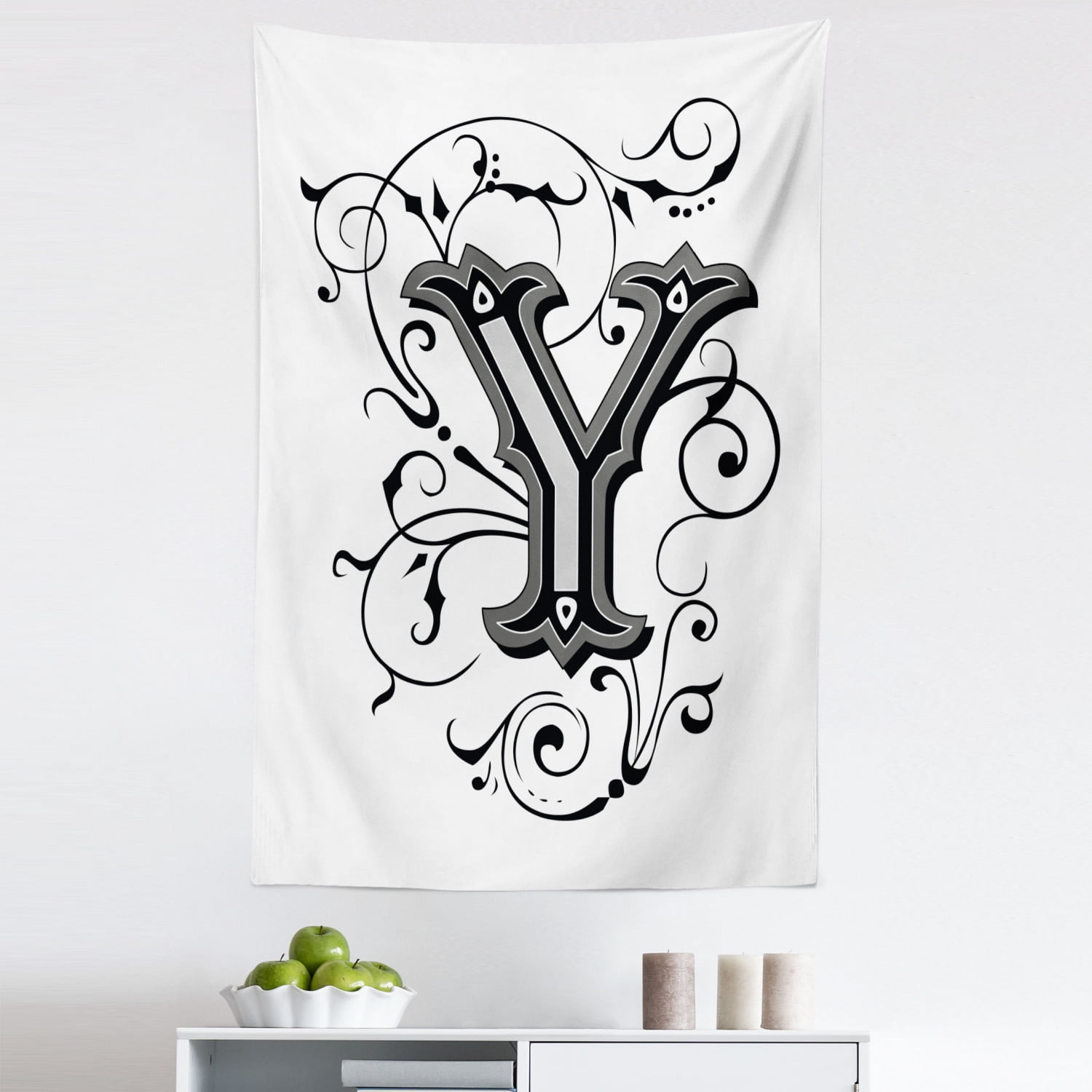 Letter Y Tapestry, Calligraphy Inspired Medieval Capital Letter ...