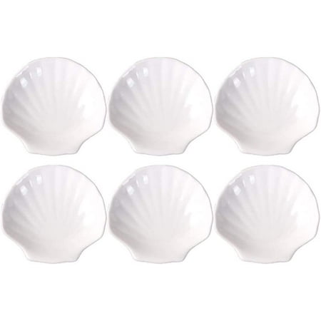 6pcs Ceramic Serving Platter Scallop Sea Shell Shaped Dinner Plates ...