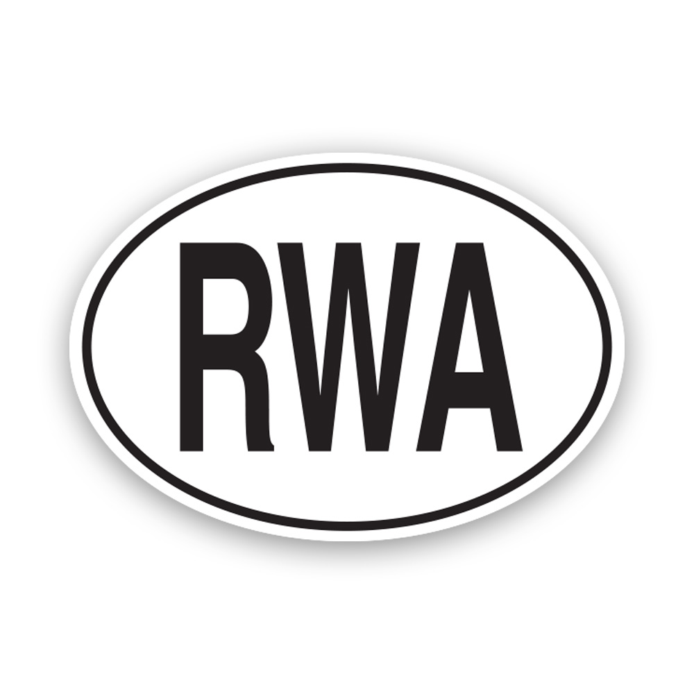 RWA Rwanda Country Code Oval Sticker Decal Self Adhesive Vinyl