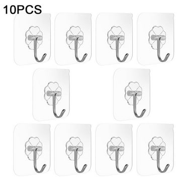 24-Piece Transparent Adhesive Hooks Set - Heavy-Duty, Seamless, Stick ...