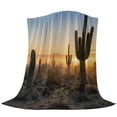 Desert Cactus Fleece Throw Blanket Sunrise Plant Nature Landscape ...
