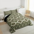 Feelyou Retro Aztec Queen Comforter Set, Green Triangle Abstract ...