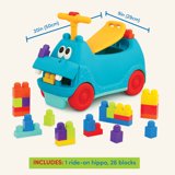 Battat Ride-On Hippo with 26 Building Blocks and Storage, Baby and ...