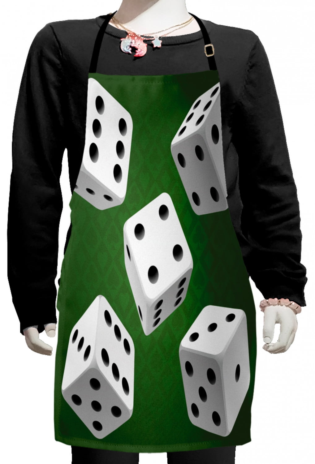 Modern Kids Apron, Casino Gamble Rolling Dice Set Green Background ...