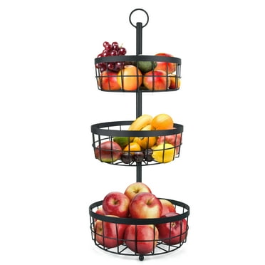 Costway 3-Tier Wire Fruit Basket Stand, Kitchen Produce Holder, Snack ...