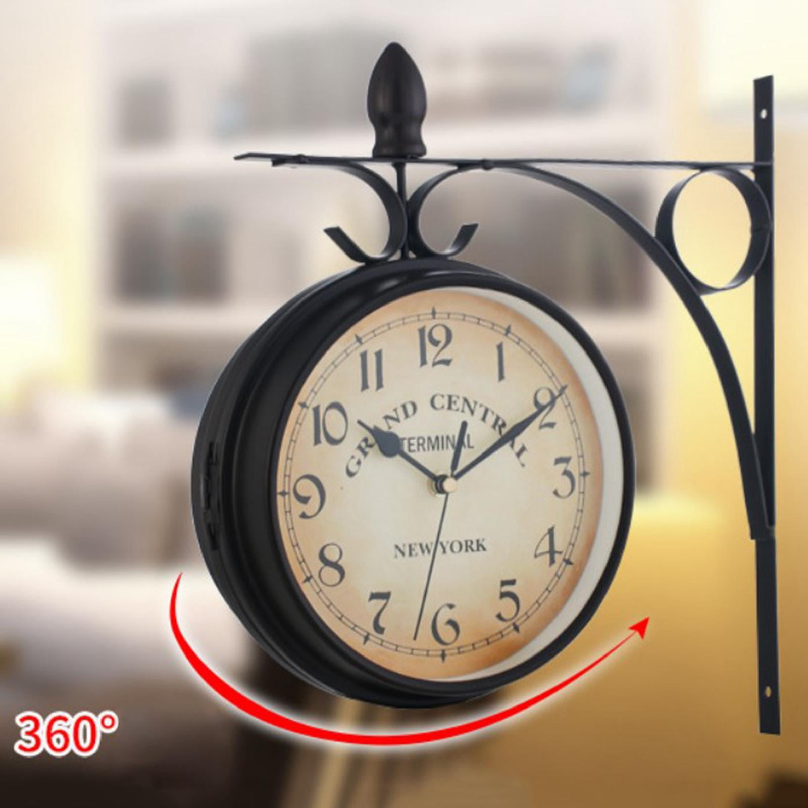 Vintage Double Sided Wall Clock Iron Street Station Wall Clock Art ...