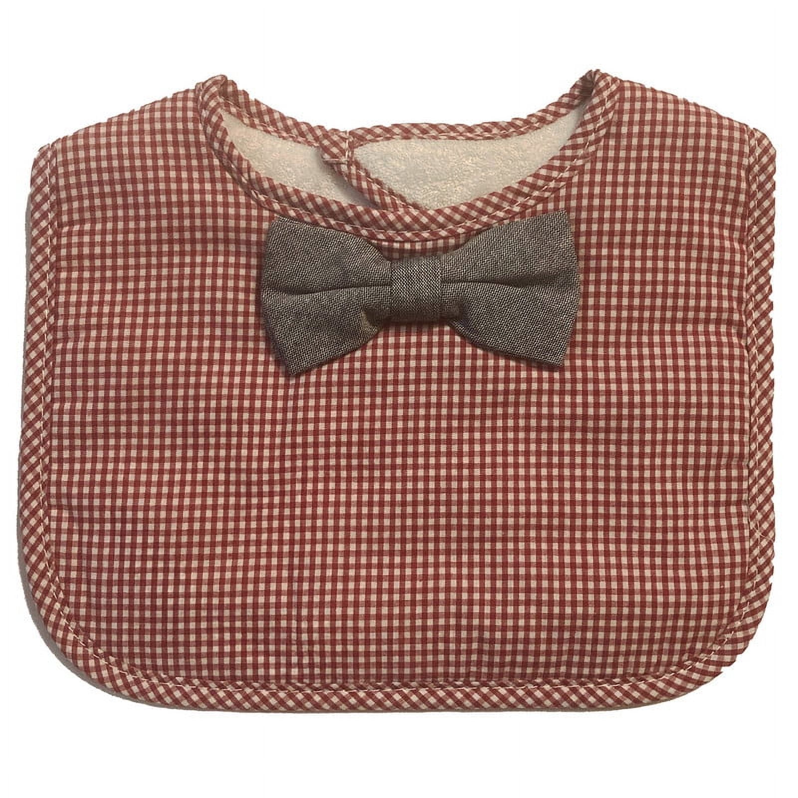 Babero para Bebé Frenchie Mini Couture Rojo con Moño Navy Cambray 21 cm ...