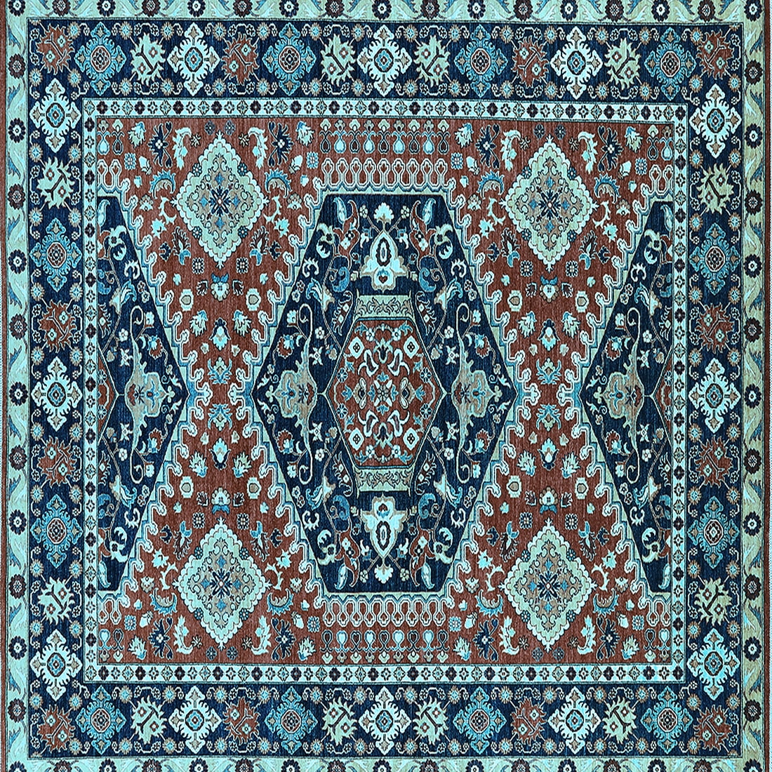 Ahgly Company Indoor Square Persian Light Blue Traditional Area Rugs, 6 ...
