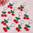 1 Set 10Pcs Hand Crochet Wool Keychain with Iron Rings Cherry Red 83mm ...