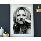 Kate Moss Fashion Mustache poster - Walmart.com