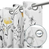 Alishomtll Modern Yellow Flowers Grommet Light Filtering Curtains, 52 ...