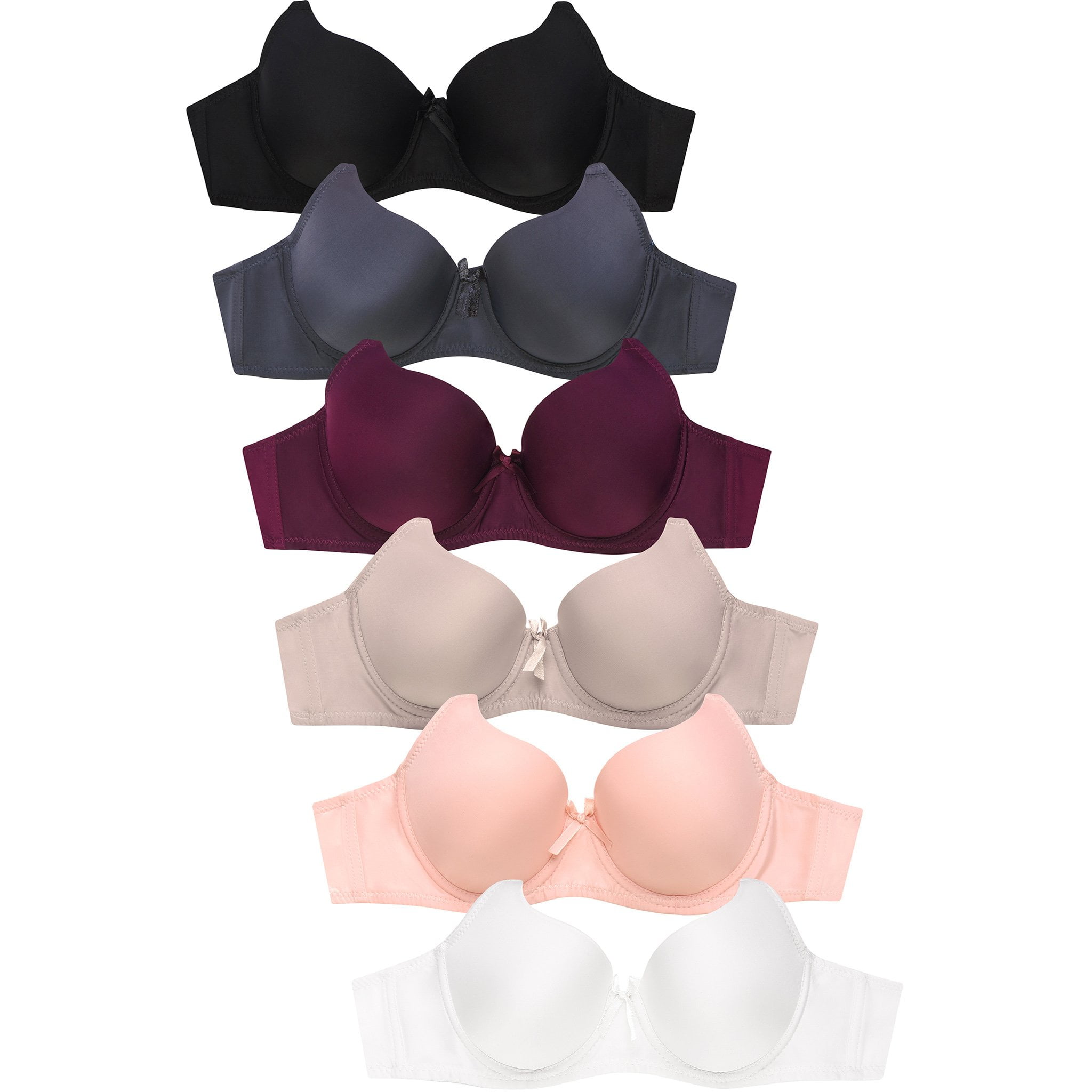 247 Frenzy Women's Essentials Sofra PACK OF 6 Full Coverage Solid Bras ...