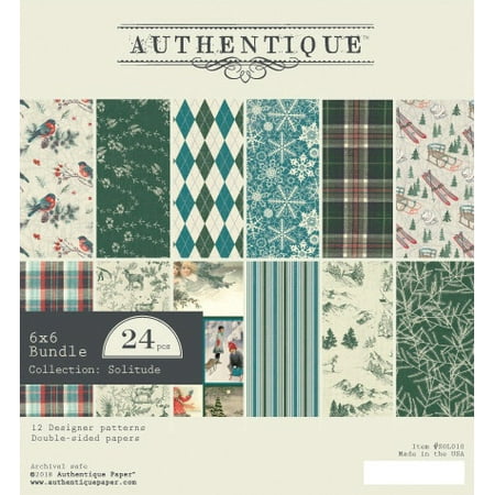 Authentique Double-Sided Cardstock Pad 6"X6" 24/Pkg-Solitude, 6 Designs ...
