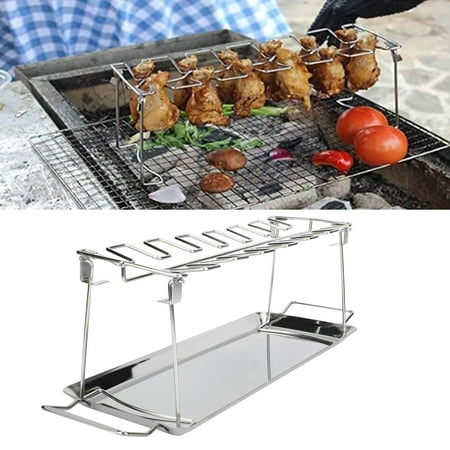 Cergrey Stainless Steel Folding BBQ Chicken Leg Grilled Rack Roaster ...