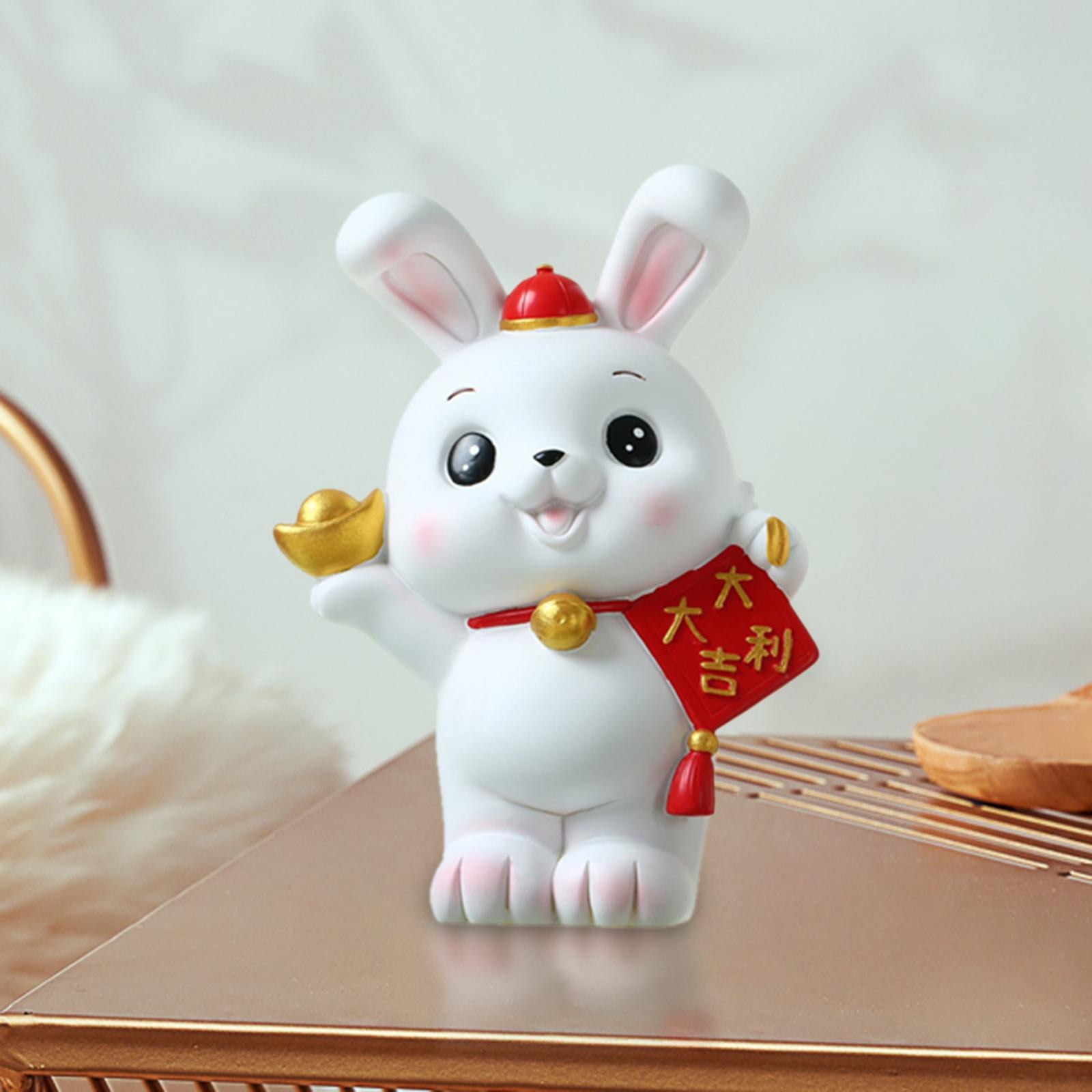 Rabbit Desk Statue Figurine Animal Sculpture Desktop Decoration Rabbit ...