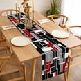 Abstract Lines Cotton Linen Table Runner Black Gray Red Rectangle ...