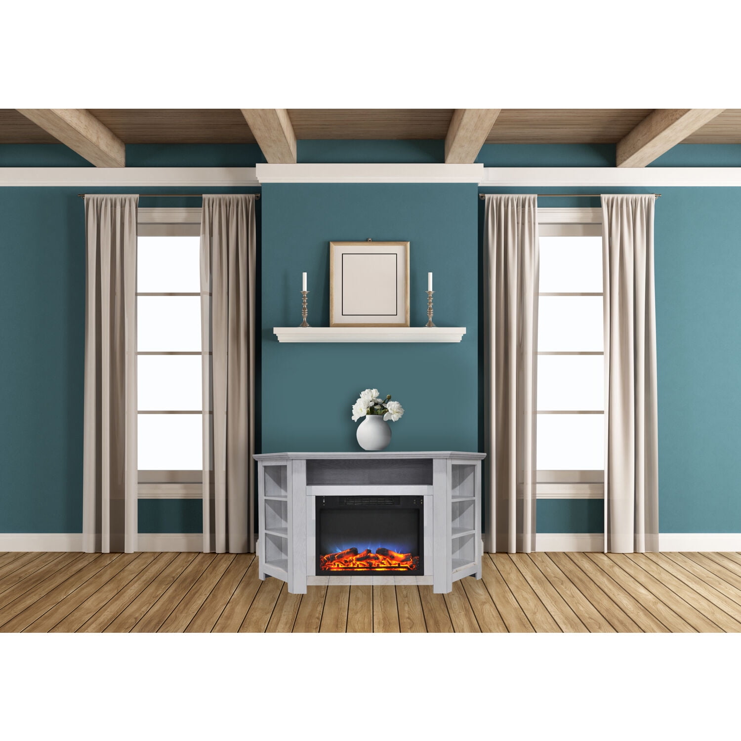 Cambridge Stratford 56" Electric Corner Fireplace Heater with LED Multi ...