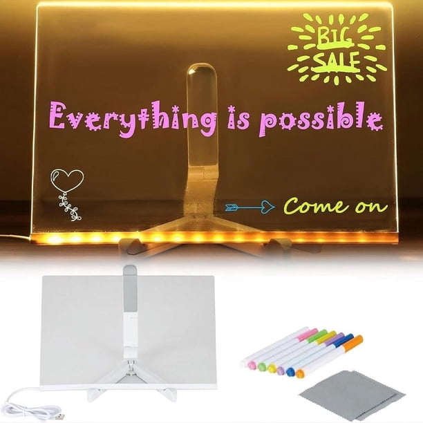 Led Note Board With Colors, Clear Light Up Led Acrylic Message Board ...