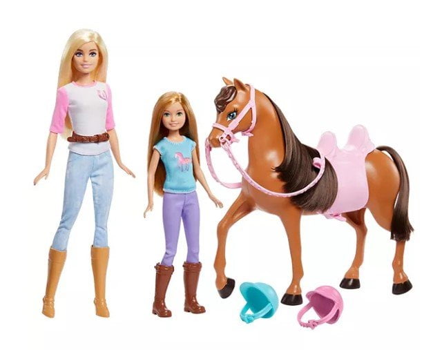 Barbie and Stacie Sisters Horse Riding Dolls and Horse Playset with ...
