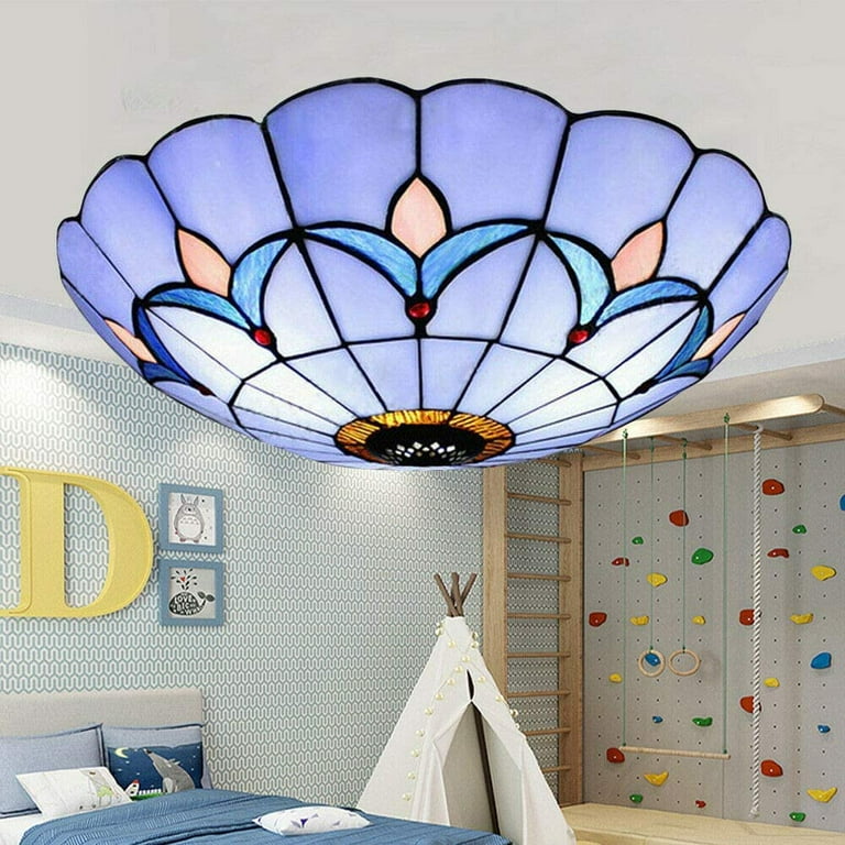 Blue Tiffany Flush Mount Ceiling Light | Shelly Lighting