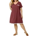 Agnes Orinda Womens Plus Size Nightgown Polka Dots V Neck Comfy Midi