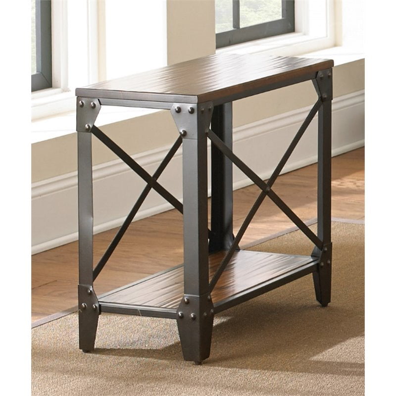 Steve Silver Winston Chairside End Table in Rustic Medium Cherry ...