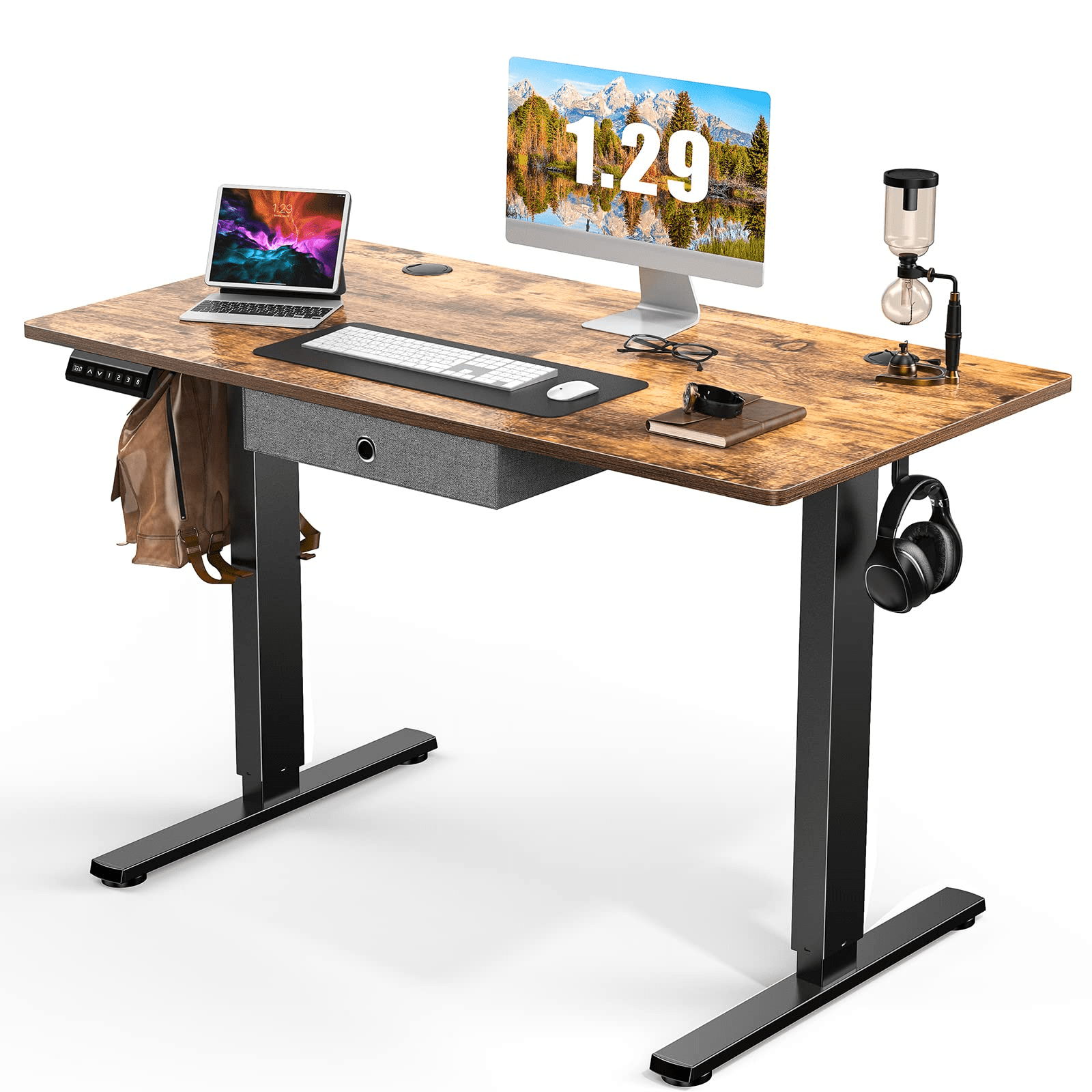 Electric Standing Desk, Ergonomic Rising Desk with Drawers for Home ...