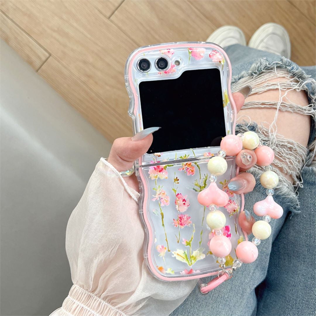 Frusde for Samsung Galaxy Z Flip 5 Clear Case with Chain Strap Cute ...