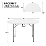 MoNiBloom 4Ft Portable Round Table, Foldable White Desk with Handle ...