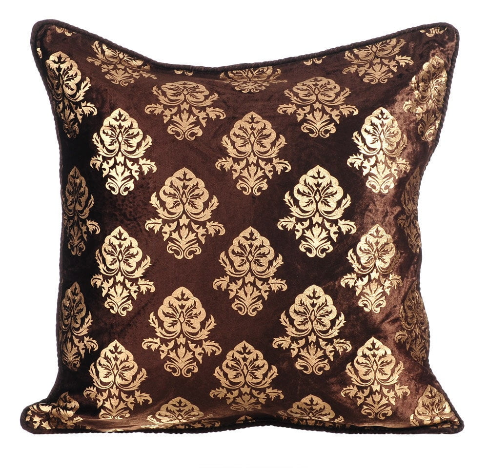 Custom Pillow Case, Brown Shams, Damask Printed Velvet Pillow Shams ...