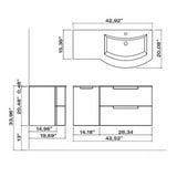 Latoscana OA53OPT3W Oasi 53 Inch Vanity With Left Side Cabinet In White ...