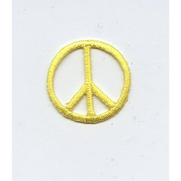 Small/Mini - Yellow Peace Sign - Iron on Applique/Embroidered Patch ...
