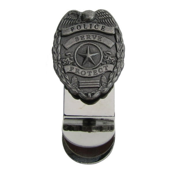 TreasureGurus - Silver Police Officer Badge Money Clip Mens Concho Card ...
