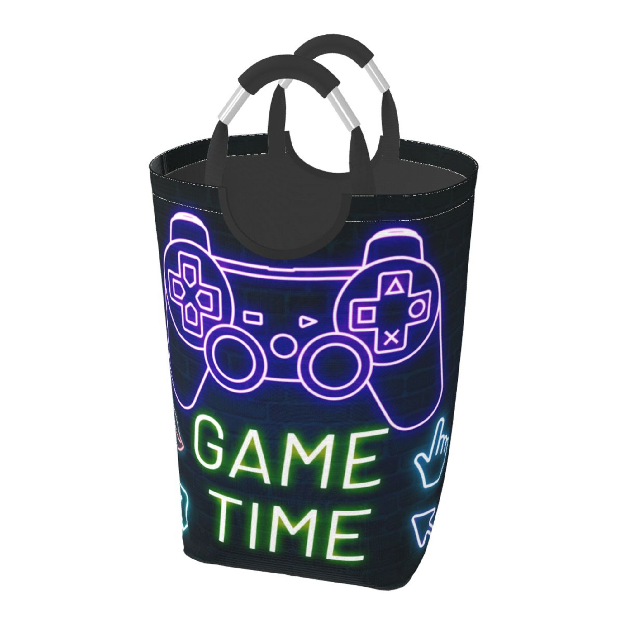 DouZhe 50L Rectangular Laundry Basket, Gaming Area Game Time Prints ...