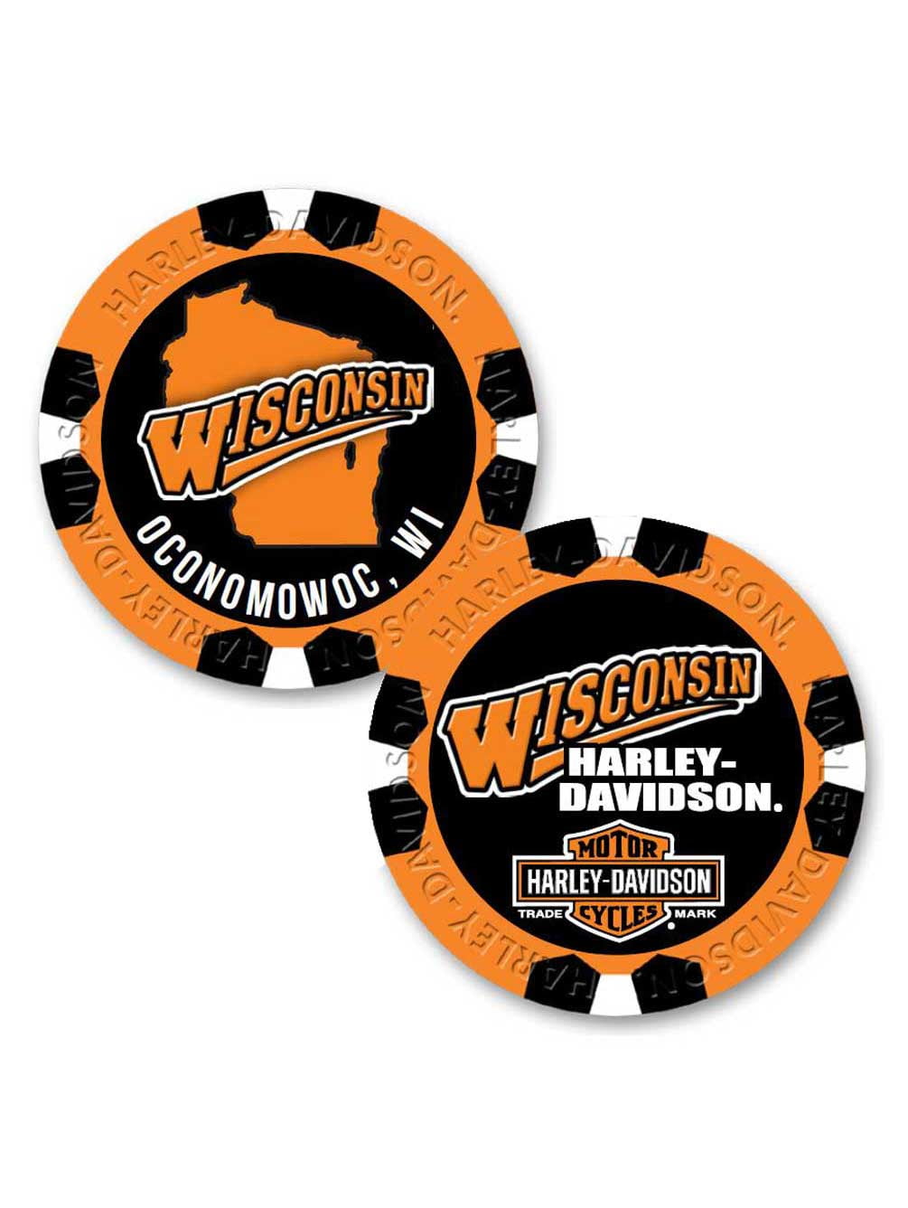 Harley-Davidson Custom Wisconsin Harley Poker Chip Collectible - Orange ...