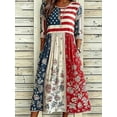 Women's Independence Day Patch Art Line Dress Short Sleeve Floral ...