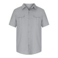 Men's Classic Short Sleeve Button-Up Shirt: Regular-fit, Casual Plaid, Double Pocket, Collared ...