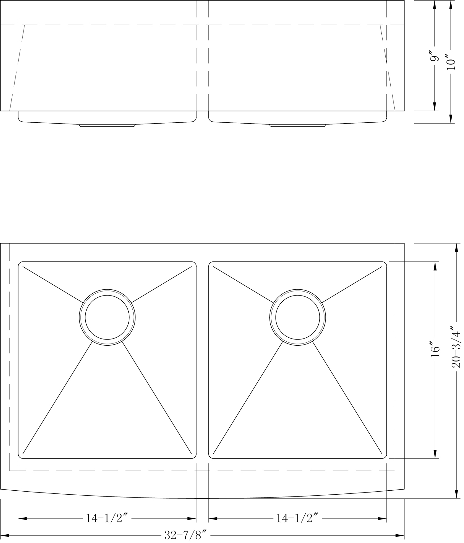 Buy Magnus Sinks 33-in x 20-in Stainless Steel Double Bowl Apron Front ...