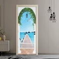 3D Green Bamboo Landscape Door Sticker Peel and Stick Door Wraps Wall ...