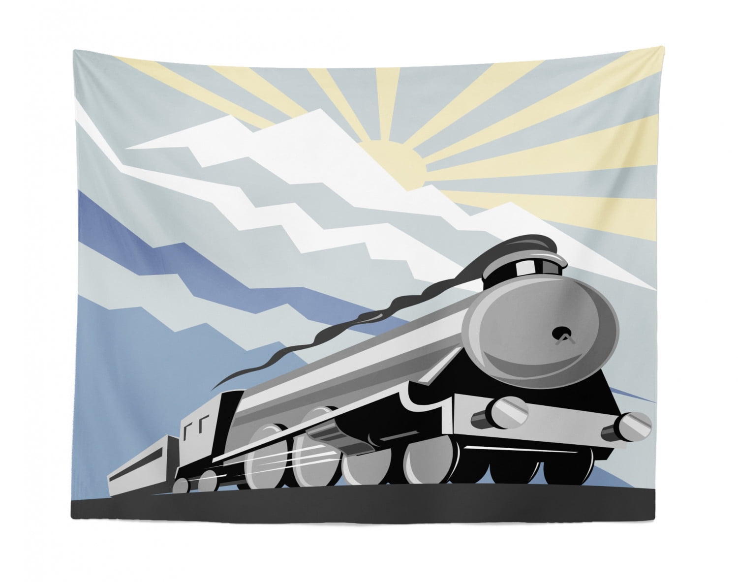 Train Tapestry, Continuous Pattern with Various Types of Trains ...