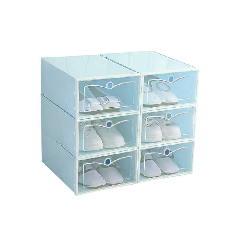Clear Plastic Shoes Boxes Stackable Floding DIY Shoes Drawers Storage ...