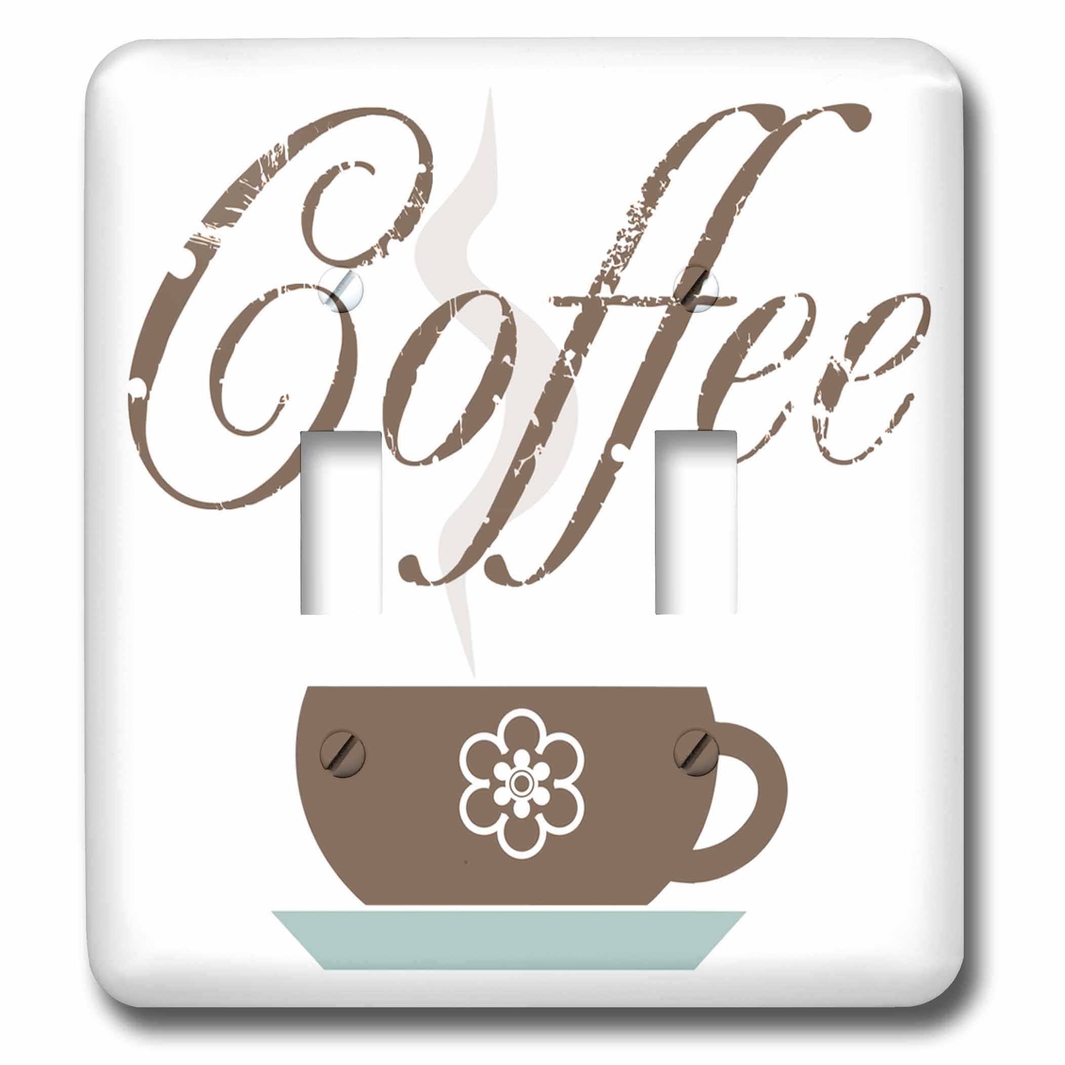 Grunge Beige and Aqua Coffee Cup With The Word Coffee double toggle ...