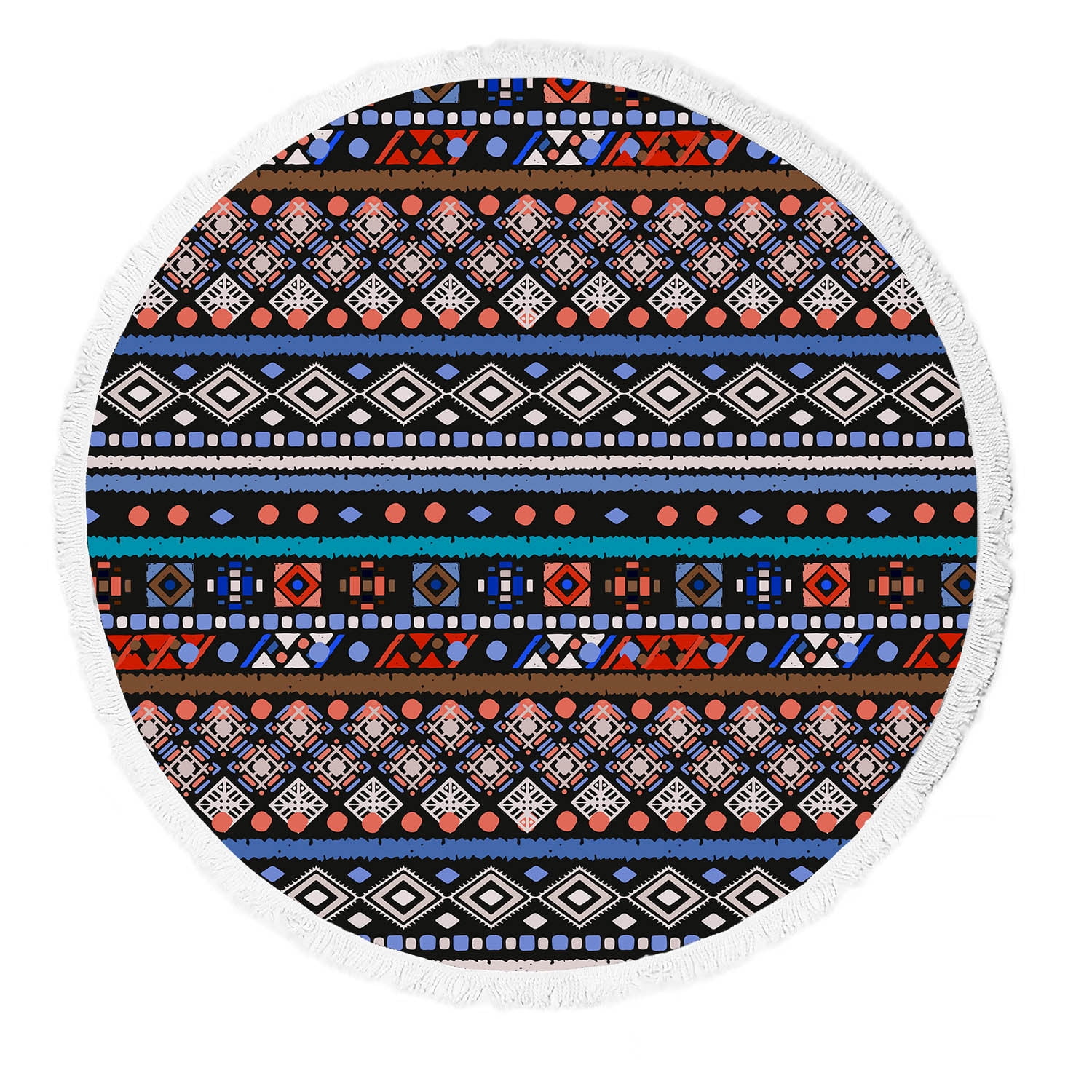 YKCG Ethnic Boho Trible Art Round Beach Towel Beach Mats Beach Shawl ...