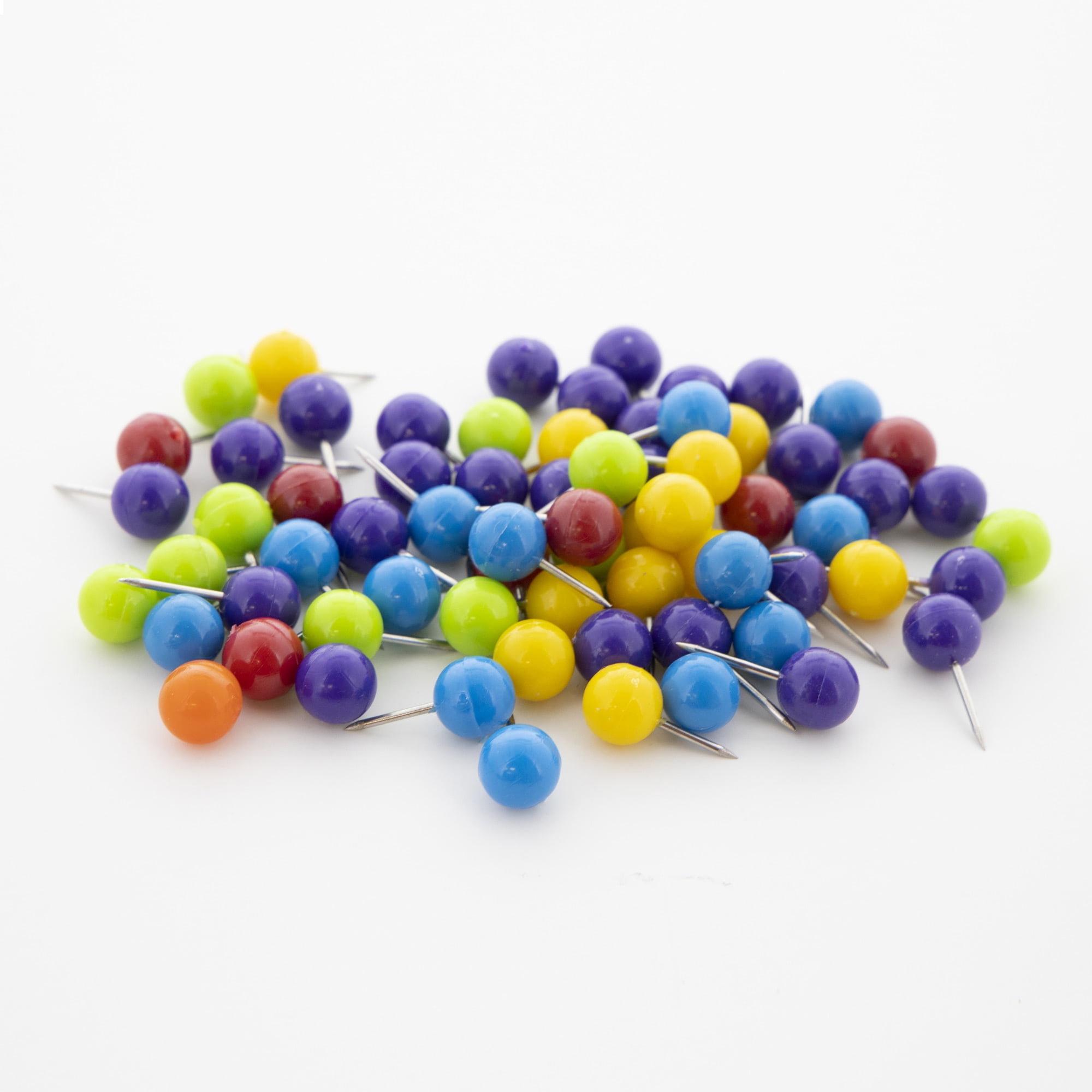 Buy BAZIC Push Pins Round Plastic Head, Assorted Color (80/pack), 2 ...