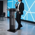 Acrylic Podium with Storage Shelf, Acrylic Podium Stand, Floor Standing ...