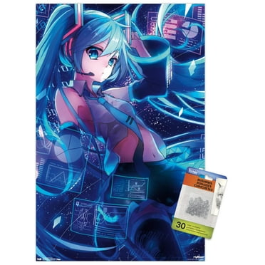 Hatsune Miku - Music Note Wall Poster, 14.725" x 22.375", Framed ...