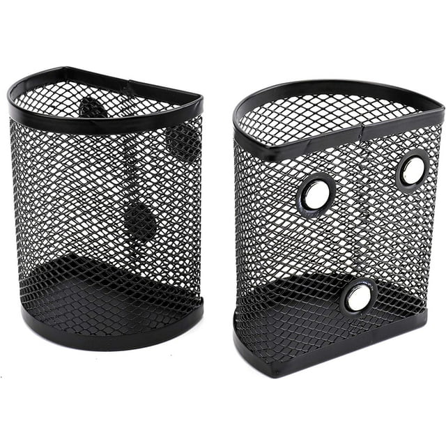 Happon Magnetic Pencil Holder, Black Semicircle Mesh Metal Pen Basket ...