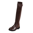 Caywon Women's Knee High Boots Round Toe Low Block Heel Side Zip ...