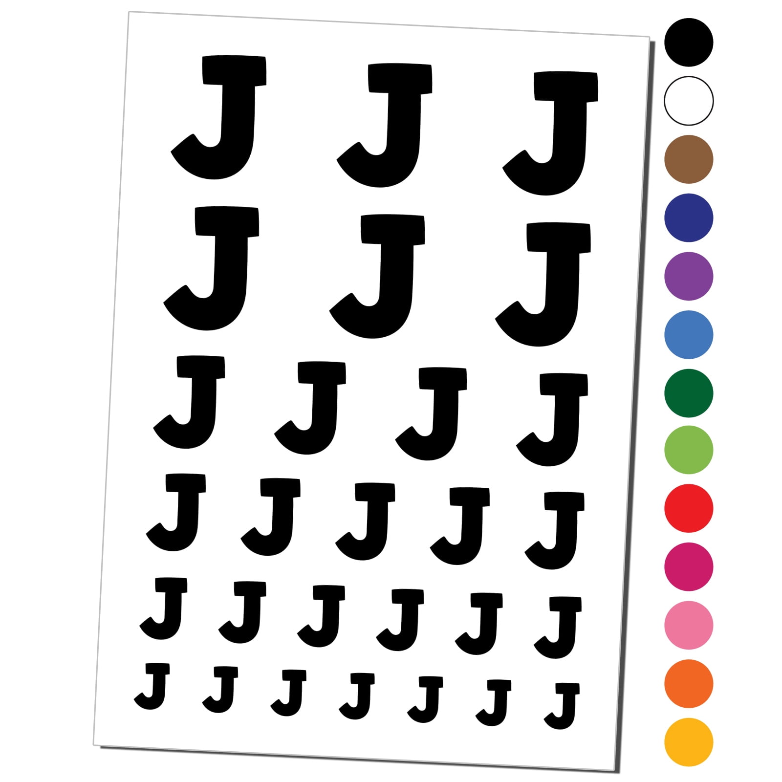 Letter J Uppercase Fun Bold Font Water Resistant Temporary Tattoo Set ...